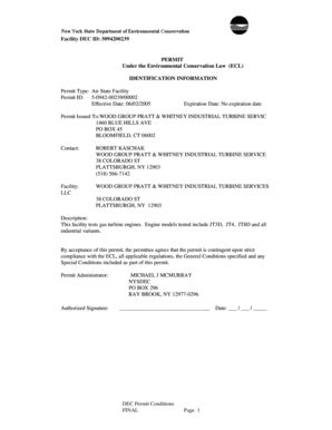 Fillable Online Dec Ny Facility DEC ID 5094200239 PERMIT Under The