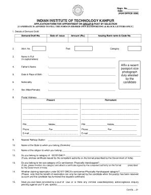 Fillable Online Iitk Ac INDIAN INSTITUTE OF TECHNOLOGY KANPUR Iitk Ac