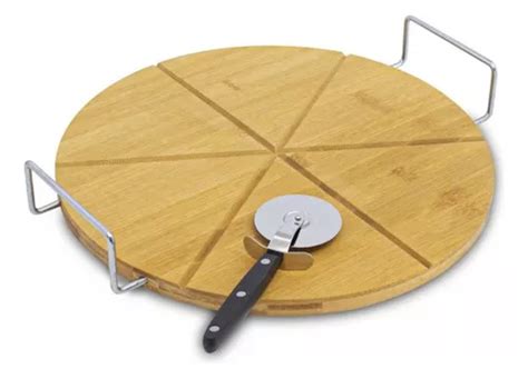 Tabla Pizza Madera Bambu Plato Pizzera Env O Gratis