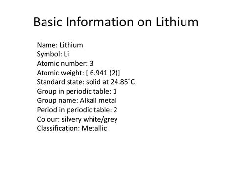 Lithium Facts Symbol Discovery Properties Uses