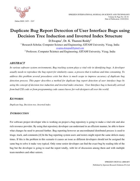 pdf duplicate bug report detection of user interface bugs using decision tree induction and