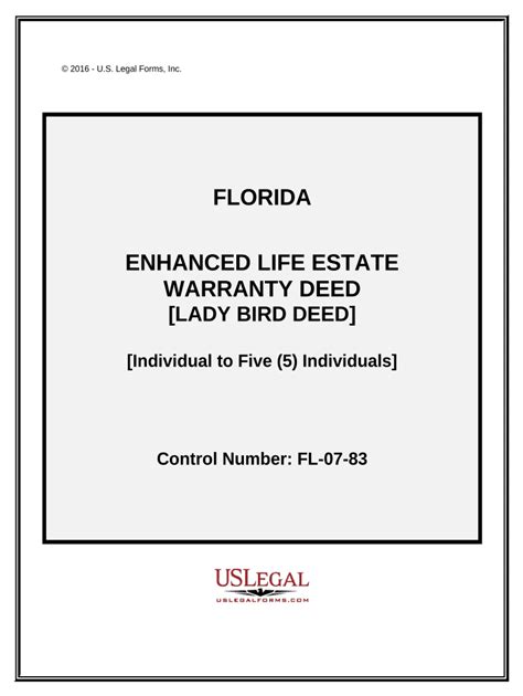 Free Printable Lady Bird Deed Florida Form
