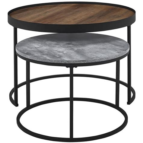 Buy Walker Edison Modern Industrial Wood Round Coffee Nesting Tables