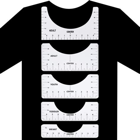 Amazon Paquete de 5 reglas de alineación de camiseta guía de