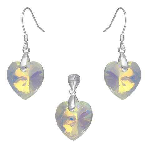 Conjunto Corazón Cristal Hecho con Swarovski Tornasol Conjuntos