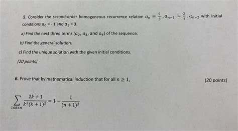solved consider the second order homogeneous recurrence