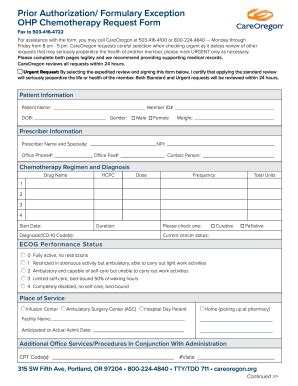 Fillable Online Chemotherapy Prior Authorization And Formulary