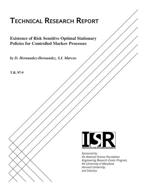 pdf existence of risk sensitive optimal stationary policies for controlled markov processes