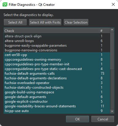 Analyze Code With Clang Tidy And Clazy Qt Creator Documentation