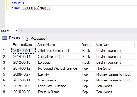 SQL Server 2016 Create A View