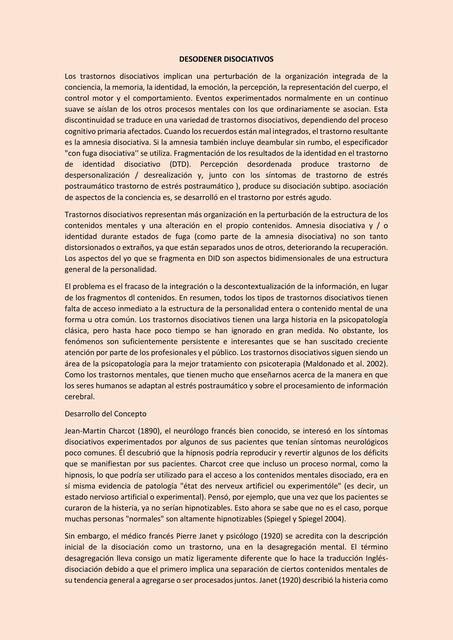 Desordenes disociativos Psiquiatría Apuntes Médicos Diego Israel