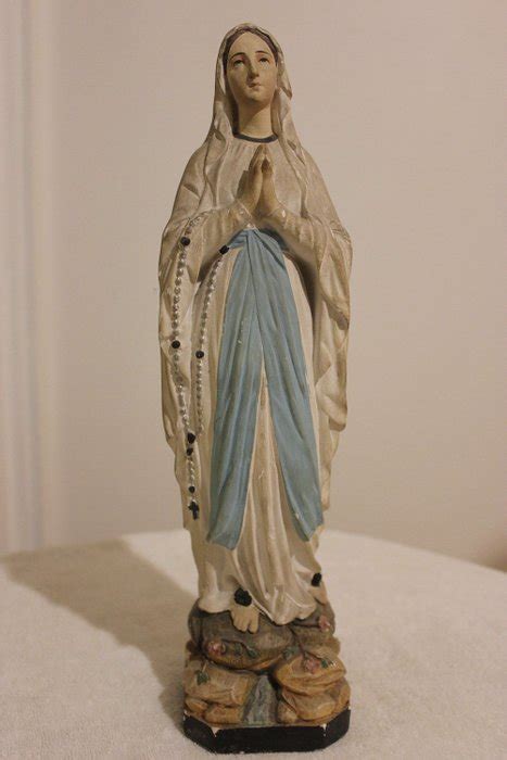 Statue de la Vierge Marie signée H Miquel Plâtre Barnebys