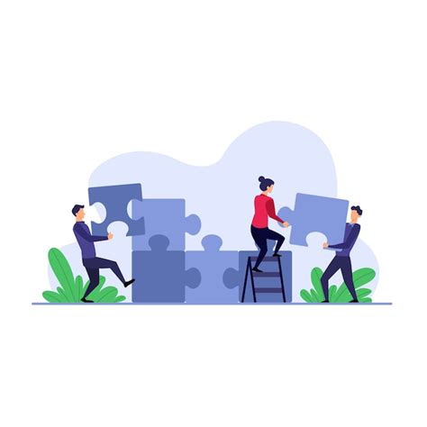 Conceito de negócio ilustração plana de trabalho em equipe Vetor Premium