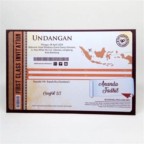 Jual Undangan Boarding Pass Passport Tiket Pesawat Minim Order 50pcs