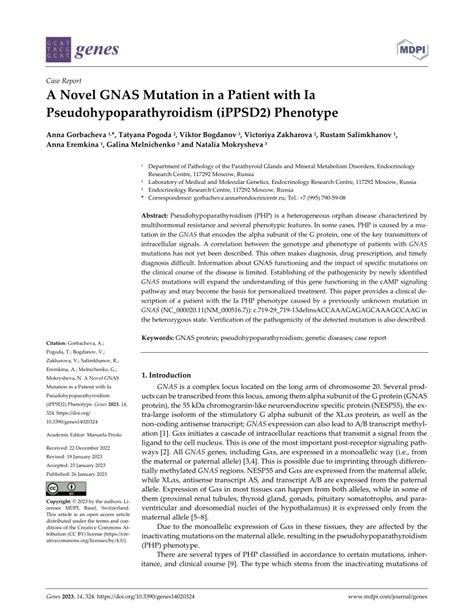 pdf a novel gnas mutation in a patient with ia pseudohypoparathyroidism ippsd2 phenotype