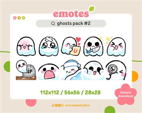 10 Kawaii Ghost Emotes Pack 2 For Twitch And Discord Spooky Etsy Artofit