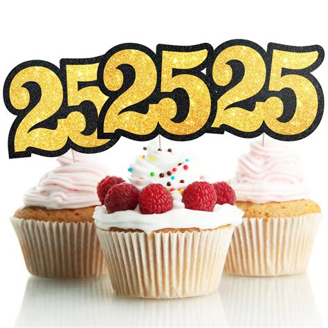 Buy LINGPAR 25 Years Old Black Gold Cake Toppers Happy 25th Birthday