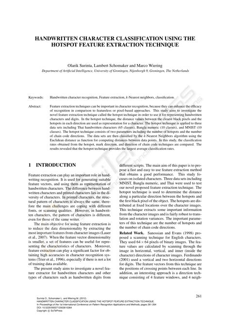 pdf handwritten character classification using the hotspot feature extraction technique