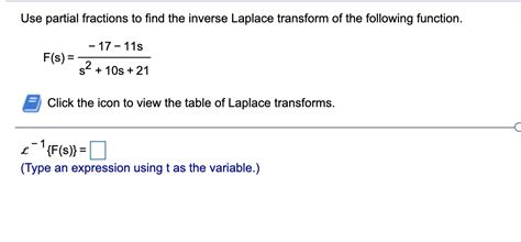 Solved Use Partial Fractions To Find The Inverse Laplace Chegg