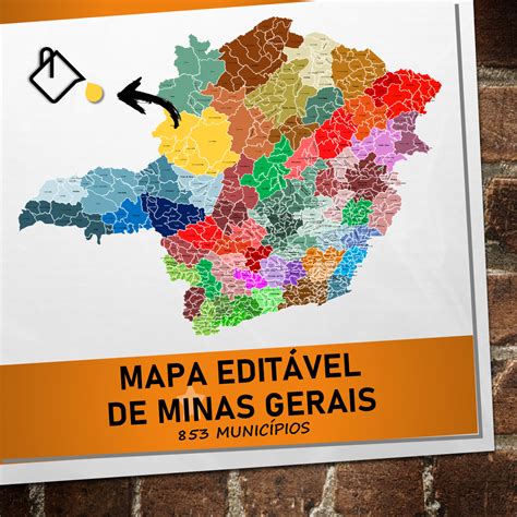 MAPA EDITÁVEL DE MINAS GERAIS o nome dos 853 municípios Ismael
