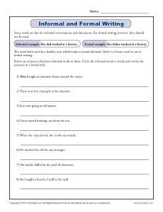 Formal And Informal Language Sorting Activity Off