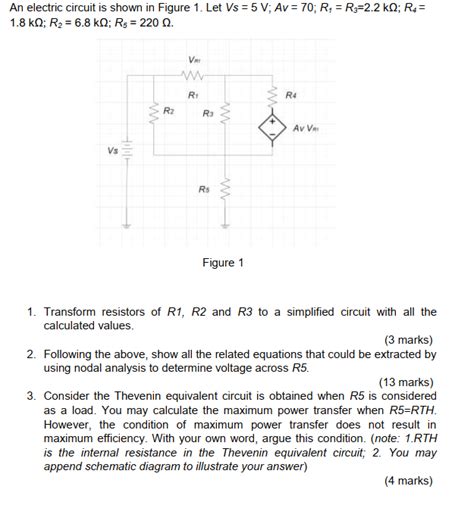 Solved An Electric Circuit Is Shown In Figure 1 Let Vs 5 Chegg