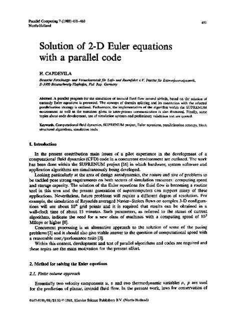 pdf solution of 2 d euler equations with a parallel code hugo capdevila