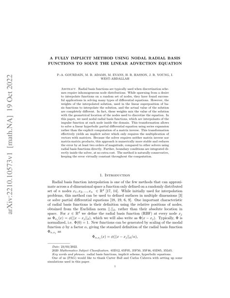 pdf a fully implicit method using nodal radial basis functions to solve the linear advection