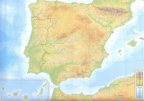 Mapa Mudo Espa A Fisico Color