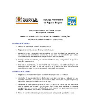 Preenchível Disponível SERVIO AUTNOMO DE GUA E ESGOTO Municpio de