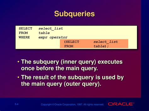 subqueries ppt download