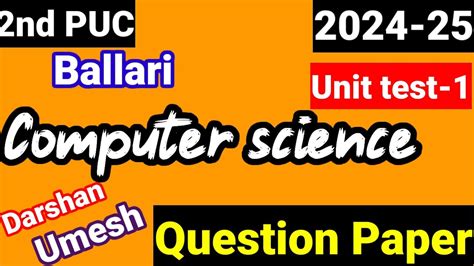 Nd Puc Computer Science Unit Test Question Paper First Test