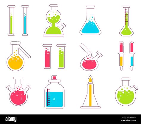 Science Test In Tube Beaker And Flask Glass Equipment In Chemistry