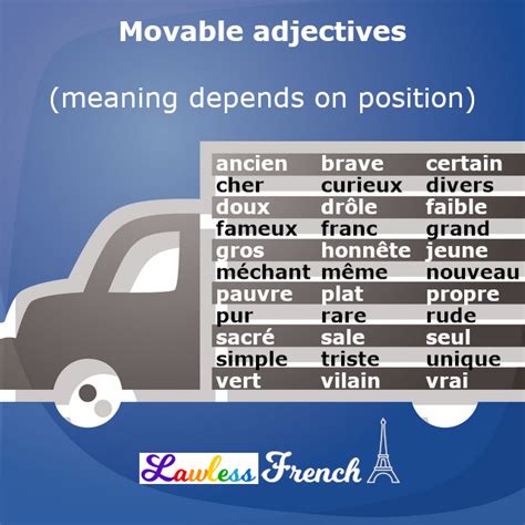 Movable French Adjectives Meaning Change Before After Noun Lawless