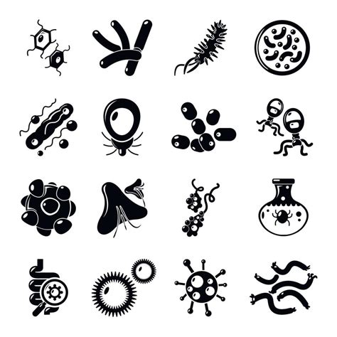 Virus Bacteria Icons Set Simple Style 8849703 Vector Art At Vecteezy