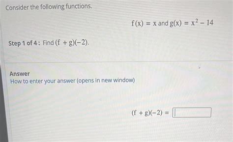 [answered] consider the following functions step 1 of 4 find f g 2 f x kunduz