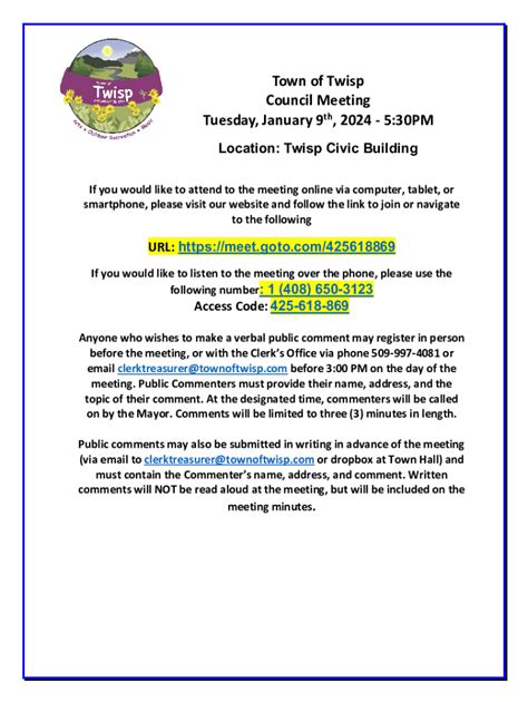Fillable Online Twisp Council Discusses Expanding Options For Public