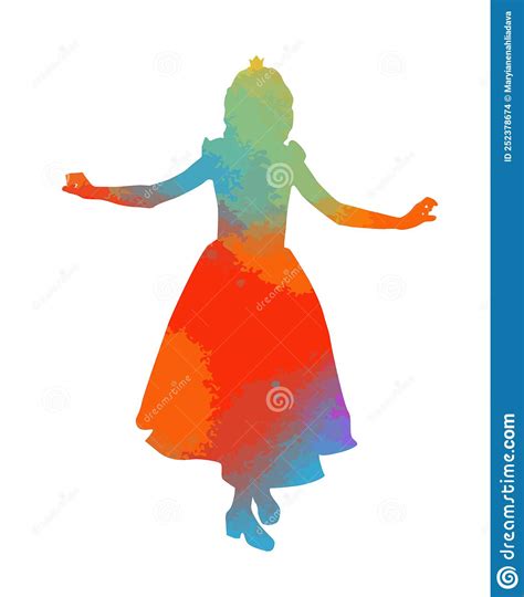 Colored Silhouette Of A Beautiful Sweet Princess Vector Illustration