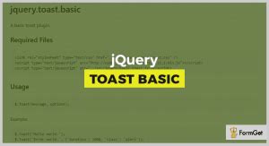 Free Toast Notification Jquery Plugins Formget