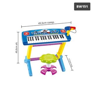 Brinquedo Instrumento Musical Piano Teclado Infantil Banquinho E