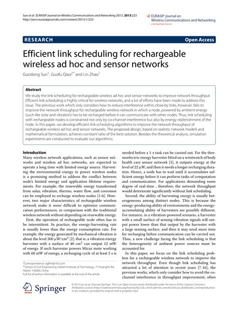 pdf efficient link scheduling for rechargeable wireless ad hoc and sensor networks