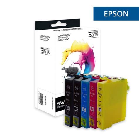 502 XL Marque Switch Pack 5 Cartouches D Encre Compatible Epson Noir
