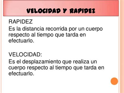 Diferencias Entre Velocidad Y Rapidez Cuadro Comparativo