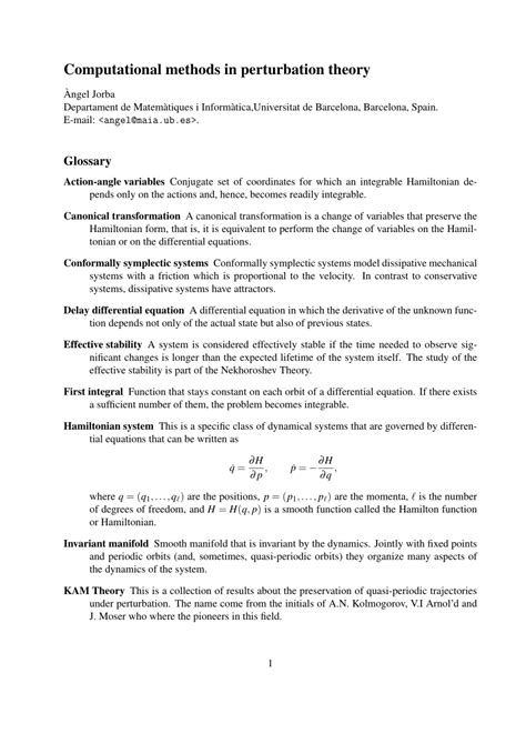 pdf computational methods in perturbation theory