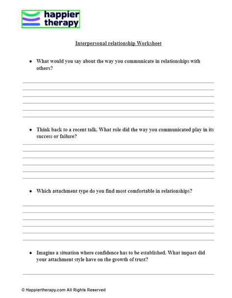 Interpersonal Relationship Worksheet HappierTHERAPY