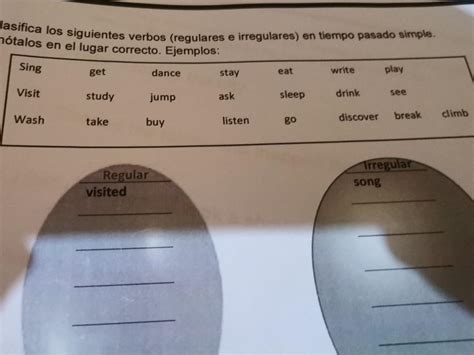 C Clasifica Los Siguientes Verbos Regulares E Irregulares En Tiempo