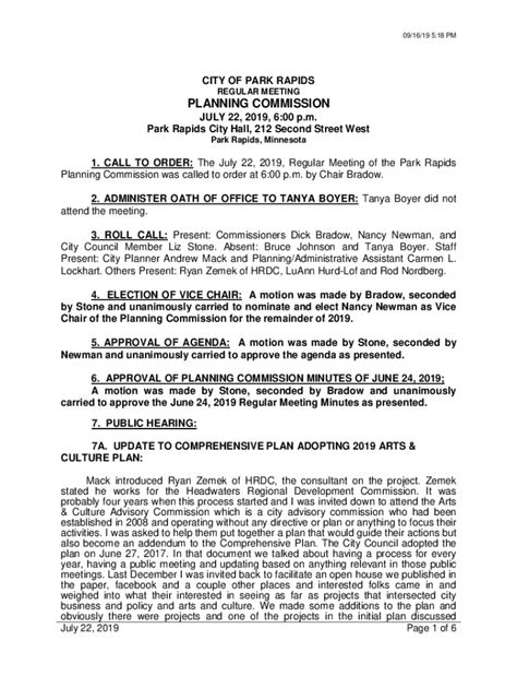 Fillable Online Ci Park Rapids Mn Planning Zoning City Of Park