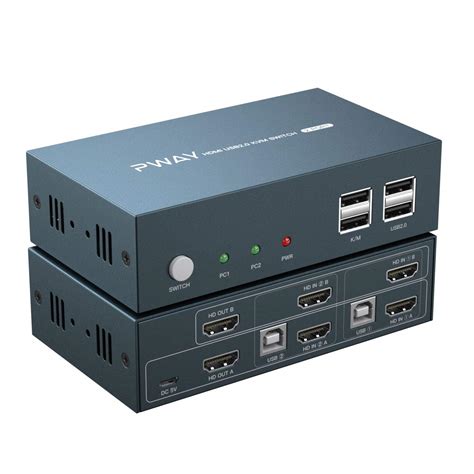PWAY HDMI KVM Switch 2 Port Dual Monitor Unterstützung 4K bei 30 Hz Y