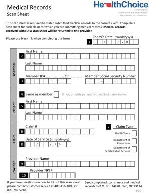 Fillable Online Ok Medical Records Scan Form Medical Records Scan Form