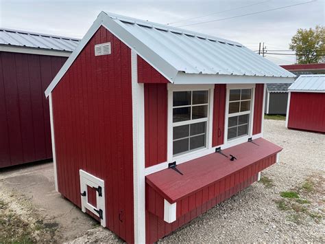 Amish Built 6x8 Chicken Coop In Red And White Haven Haus Buildings